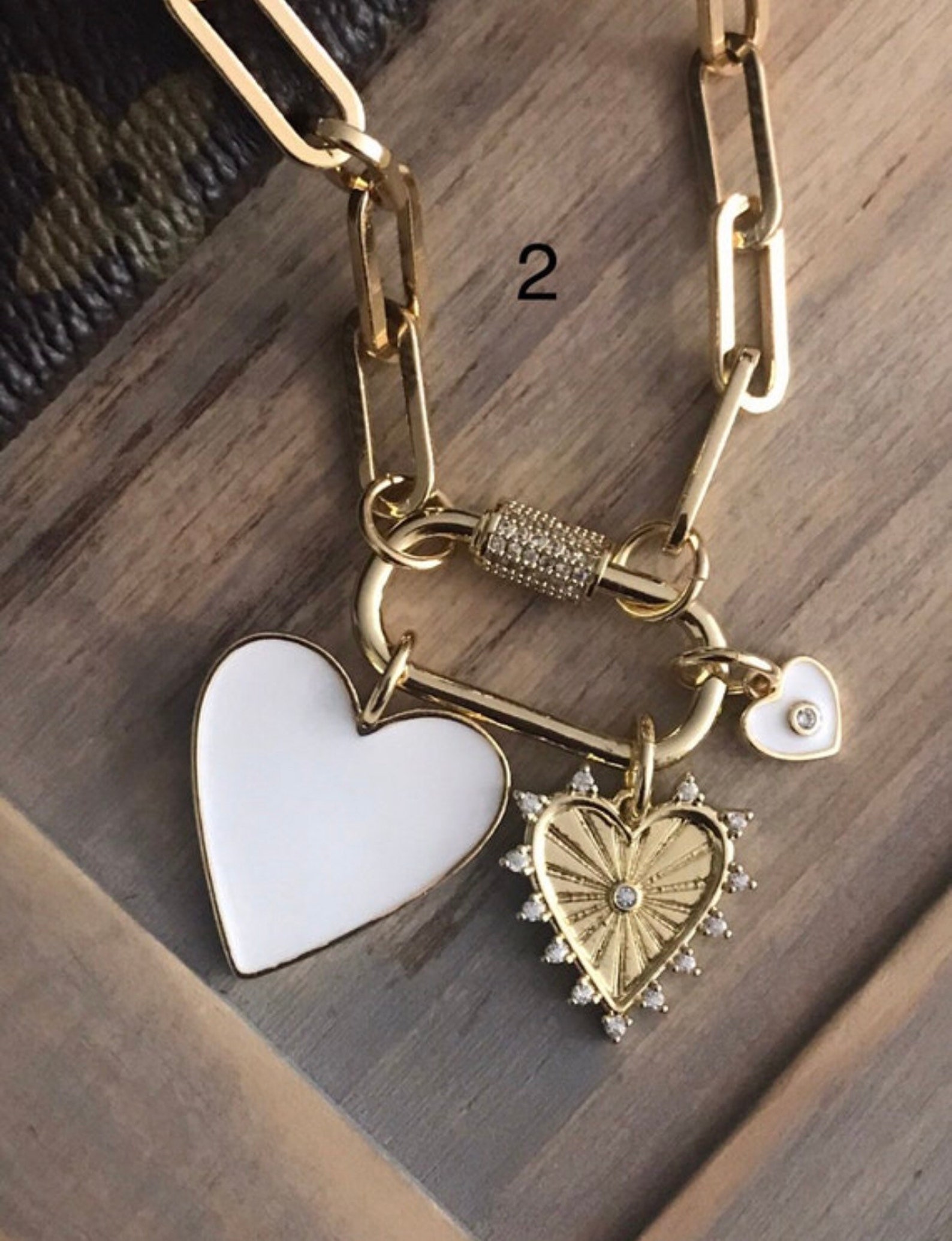 Gold Open Link Chain Mixed Charms Necklace - Etsy