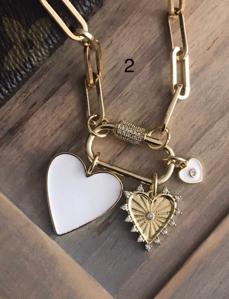 Gold Open Link Chain Mixed Charms Necklace - Etsy