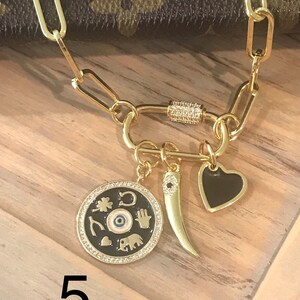 Gold Open Link Chain Mixed Charms Necklace - Etsy