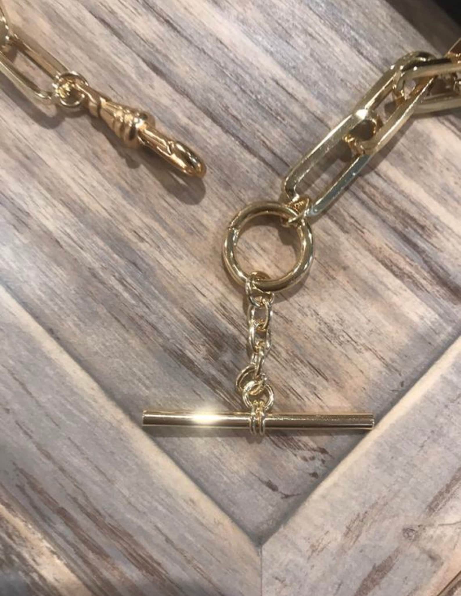 Gold chain T bar pendant | Etsy