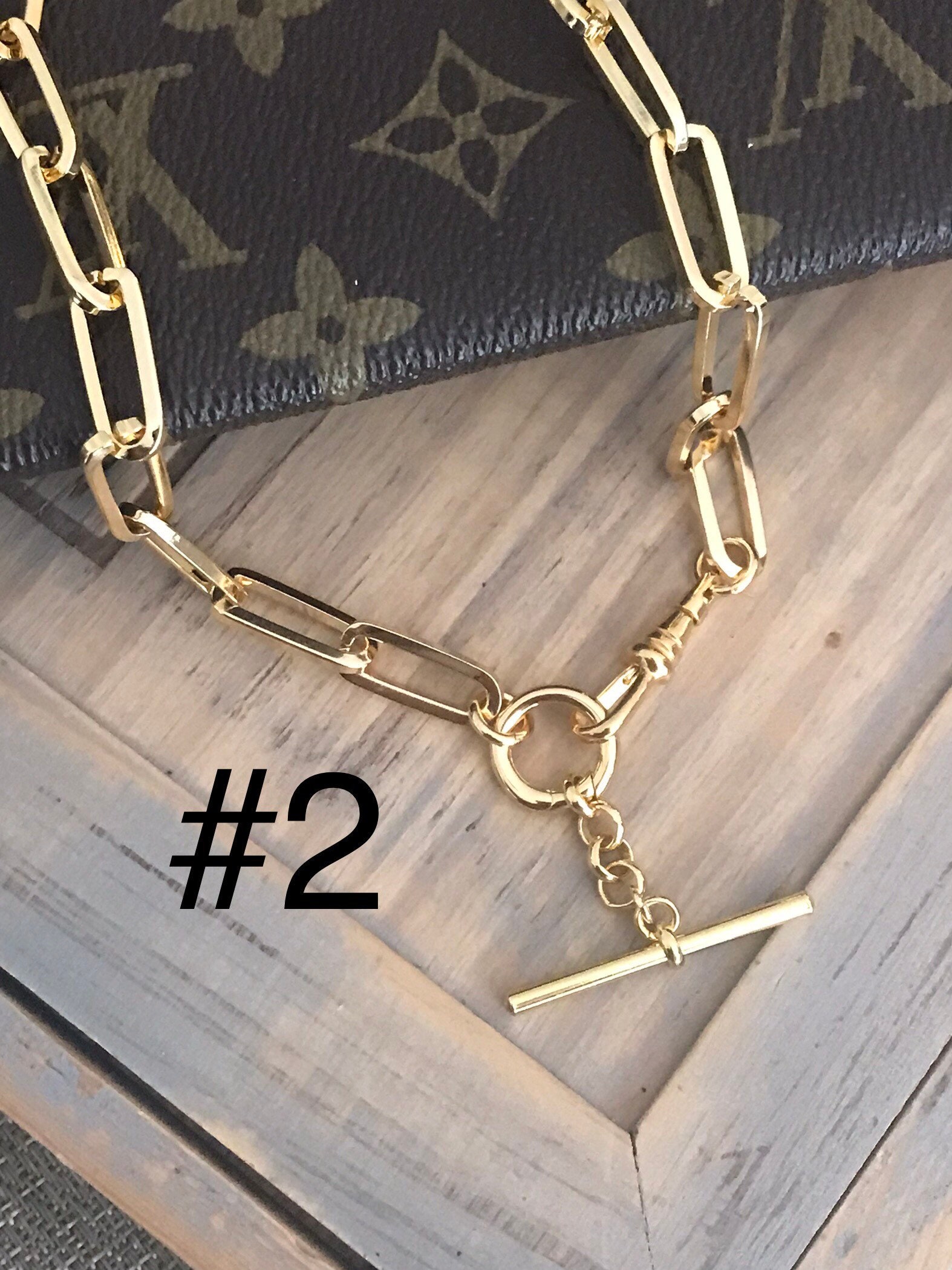 Gold Chain T Bar Pendant | Etsy