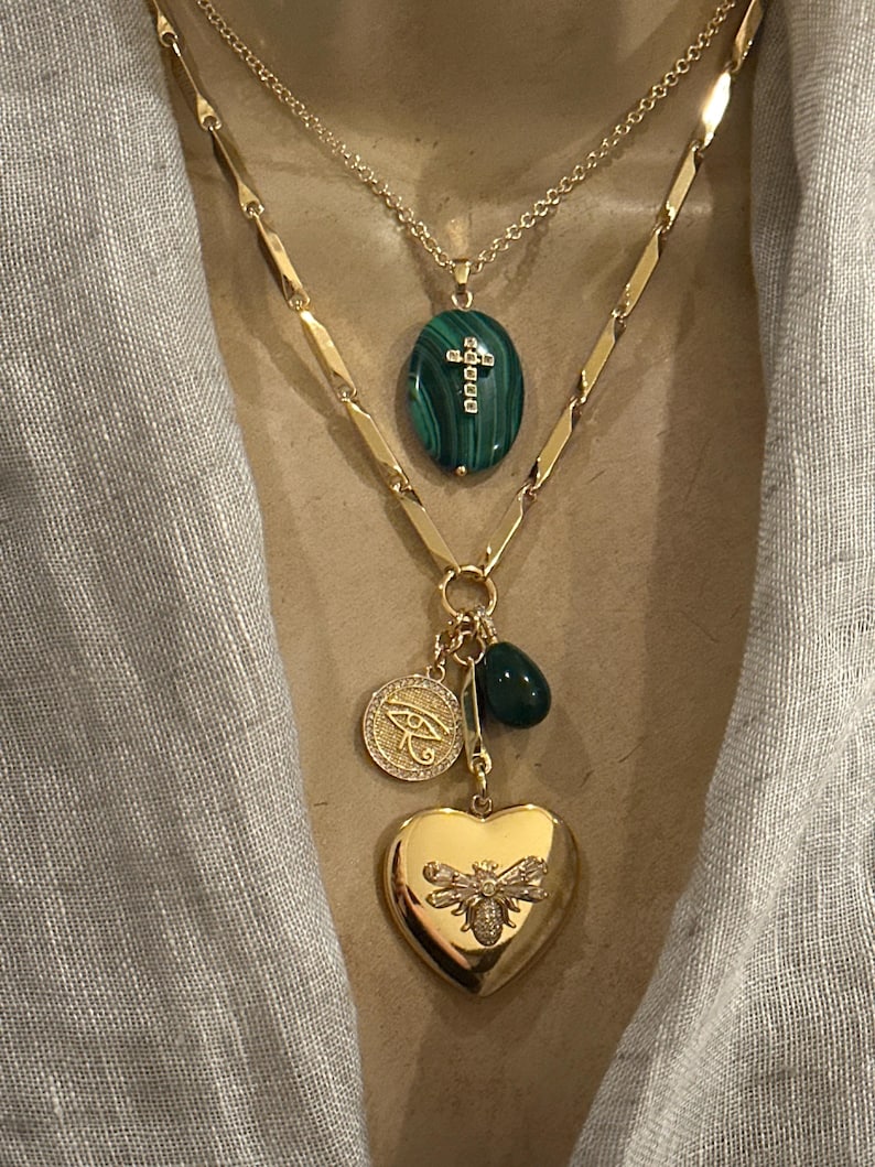 Malachite Mix Charms Necklaces/malachite Northstar Necklace/cross ...