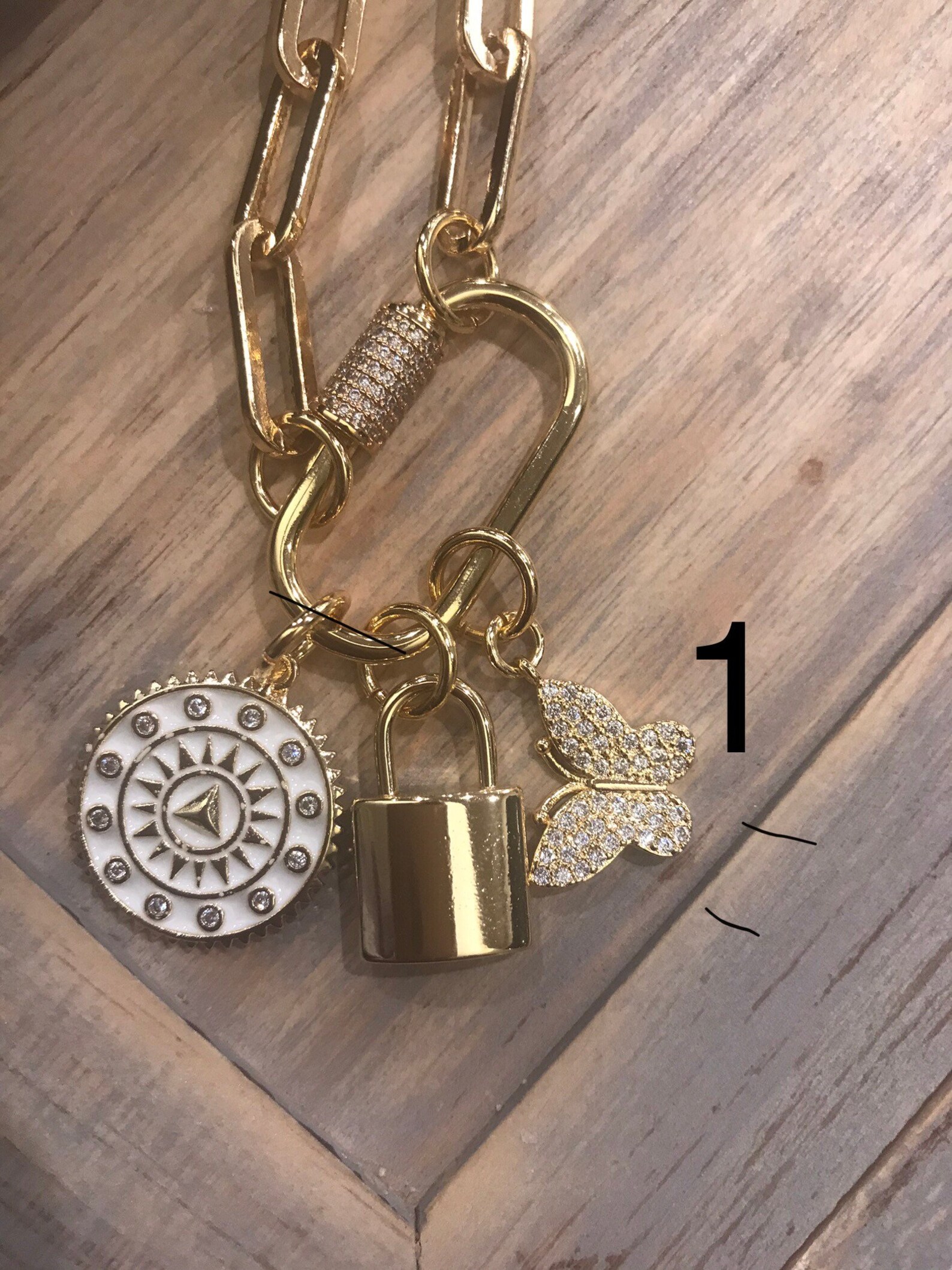 Gold Open Link Chain Mixed Charms Necklace | Etsy UK