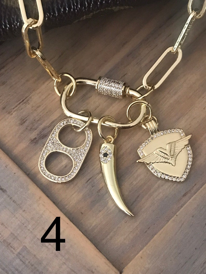 Gold Open Link Chain Mixed Charms Necklace - Etsy