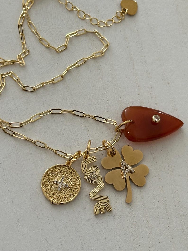 Personalized Multi Charm Gemstone Necklace - Etsy