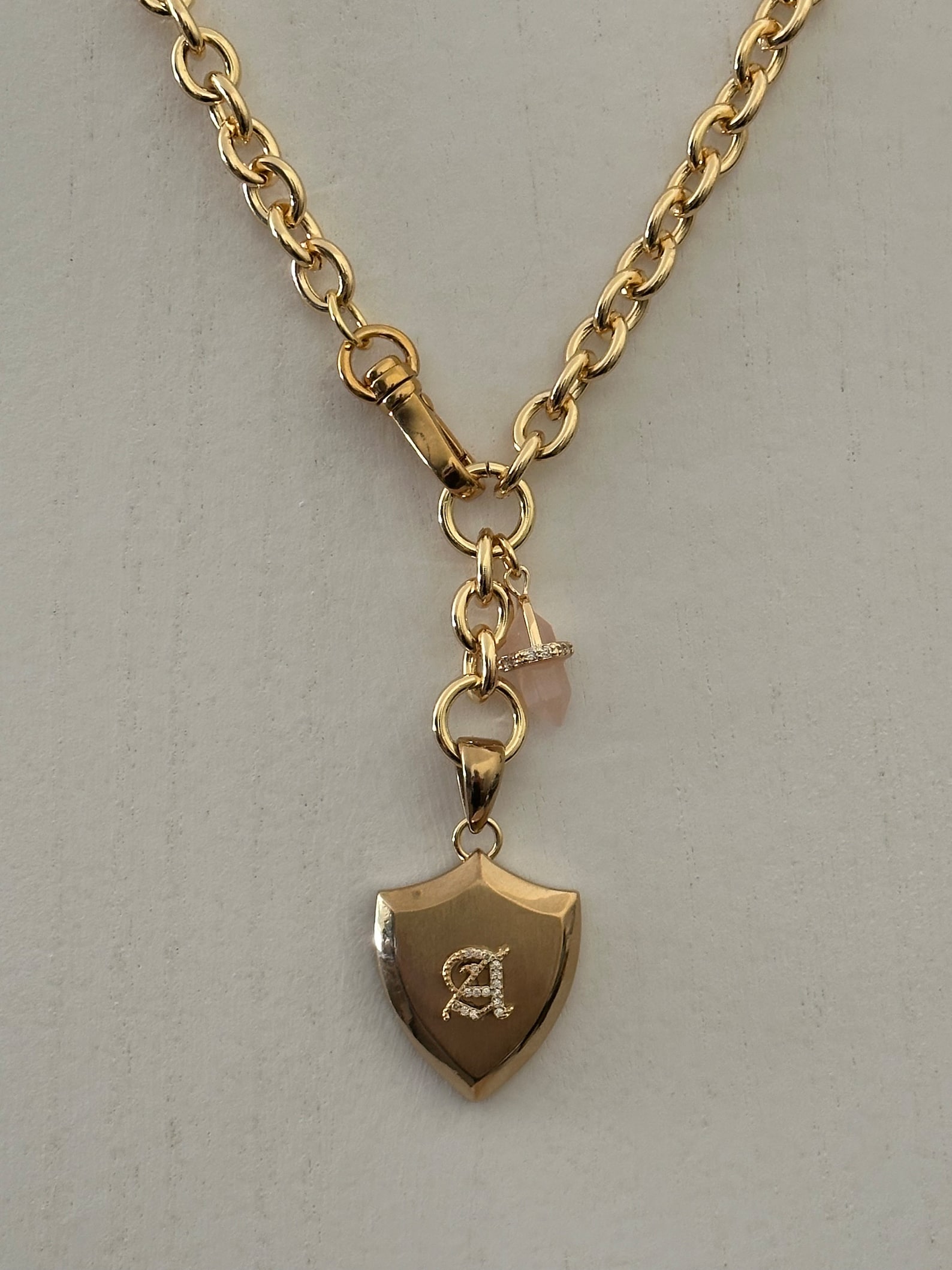 Personalized Shield and Spike Gemstone Necklace - Etsy