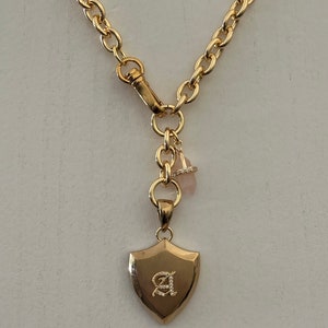 Personalized Shield and Spike Gemstone Necklace - Etsy