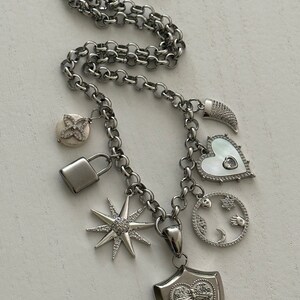 Multi Charm Silver Necklace - Etsy
