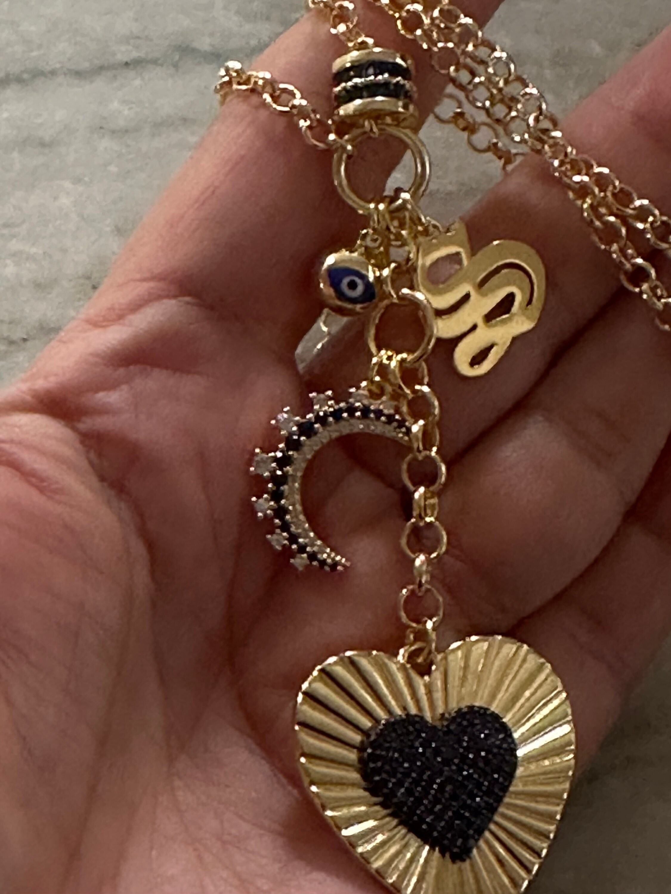Personalized Cobalt Blue Mix Charms/carabiner Necklace - Etsy