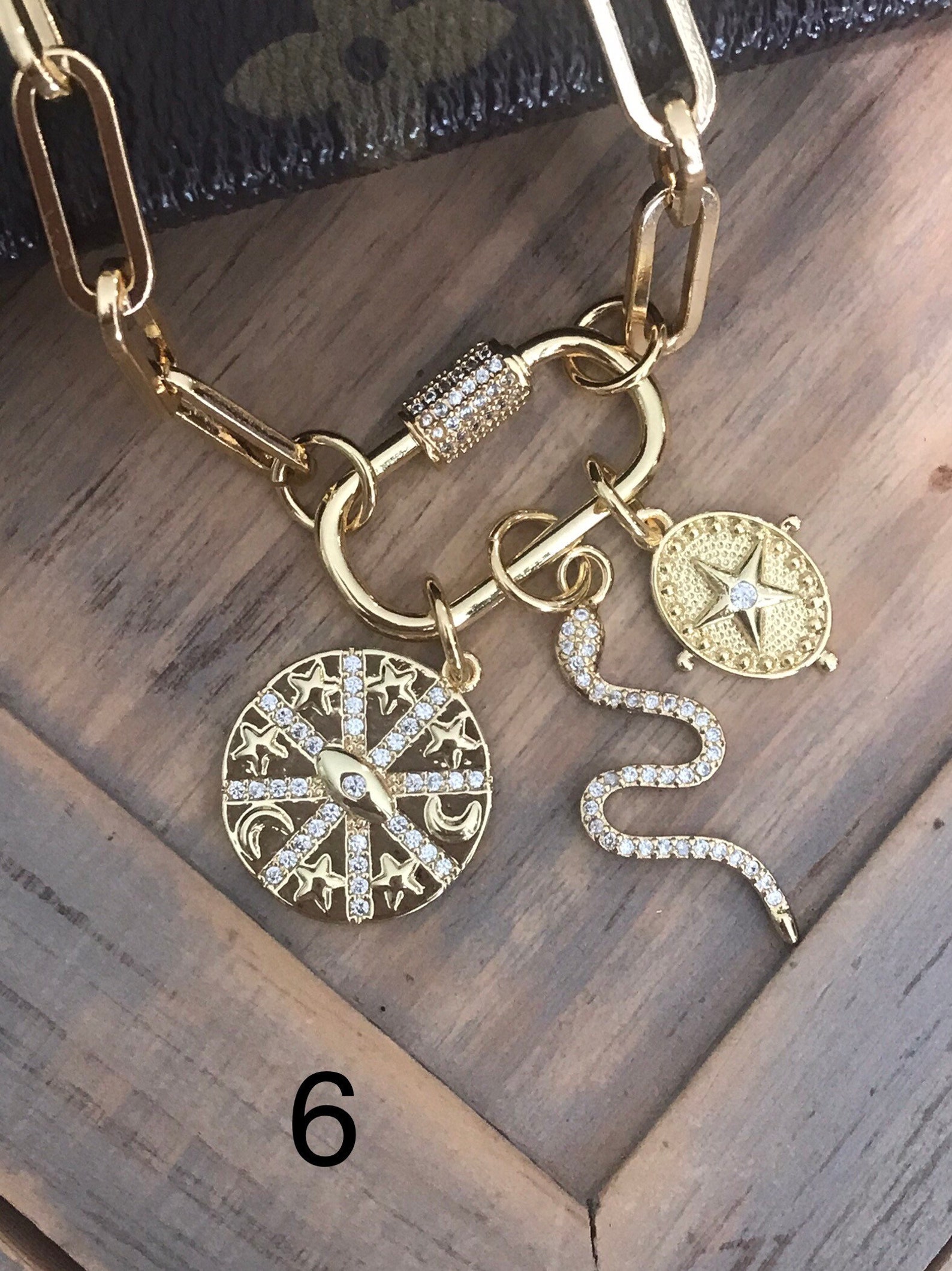 Gold Open Link Chain Mixed Charms Necklace - Etsy