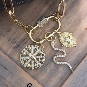 Gold Open Link Chain Mixed Charms Necklace - Etsy