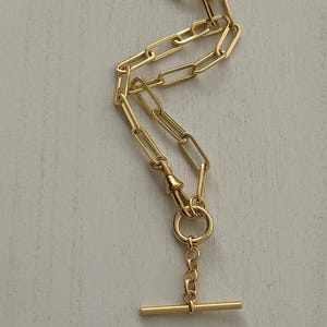 Gold Chain T- Bar Pendant - Etsy