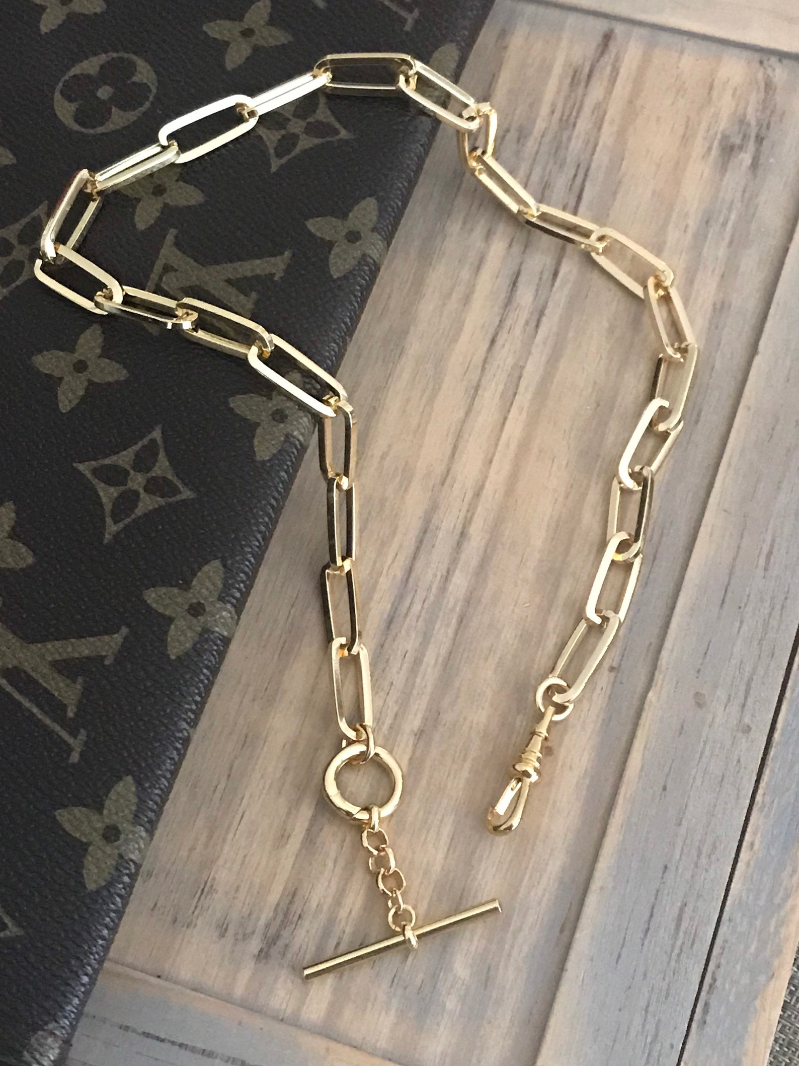 Gold Chain T Bar Pendant | Etsy