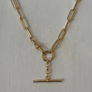 Gold Chain T- Bar Pendant - Etsy