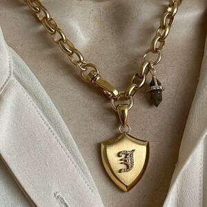 Personalized Shield and Spike Gemstone Necklace - Etsy
