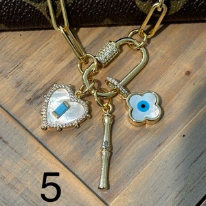 Gold Open Link Chain Mixed Charms Necklace - Etsy