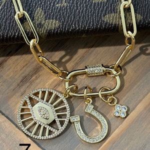 Gold Open Link Chain Mixed Charms Necklace - Etsy