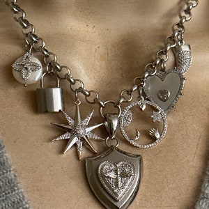 Multi Charm Silver Necklace - Etsy