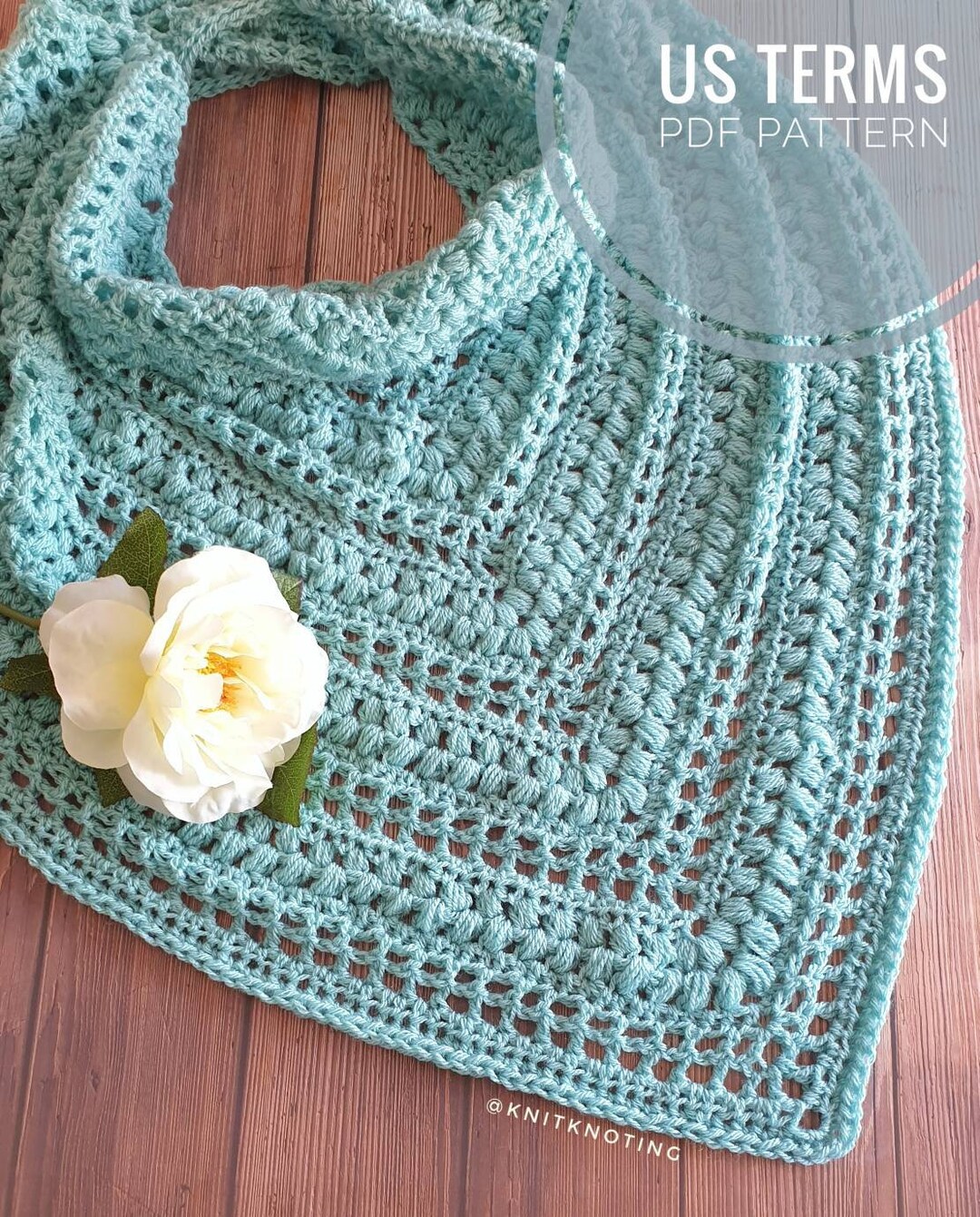 CROCHET PATTERN - Pebble Path Triangle Scarf , US Terms, Intermediate ...