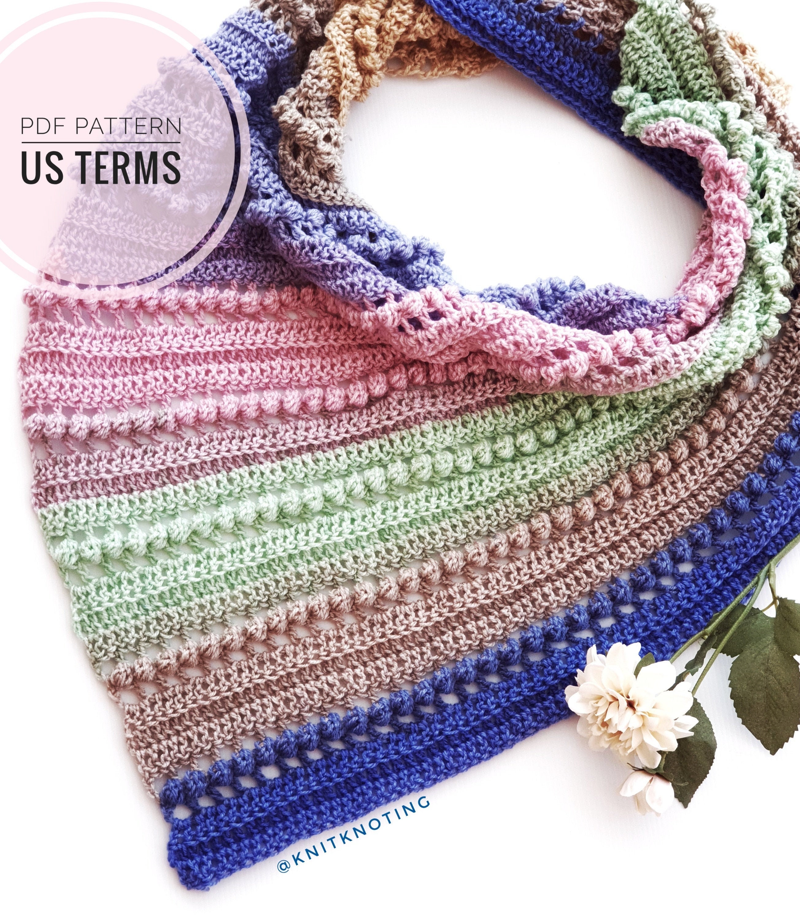 CROCHET PATTERN Bubble Tea Scarf US Terms Triangle Scarf - Etsy