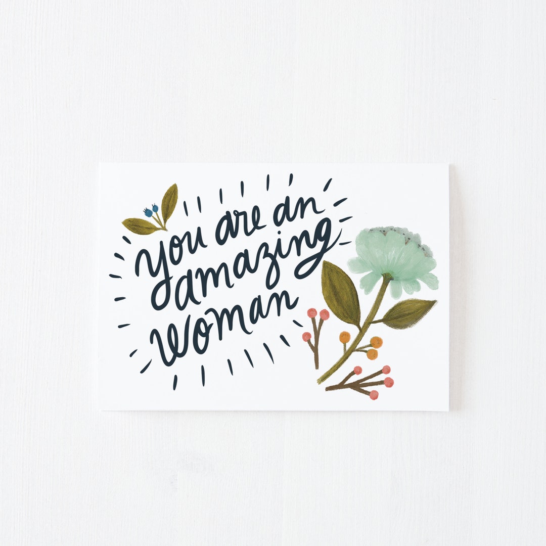 Whimsical Card, You Are an Amazing Woman, Greeting Card, Blank Inside ...