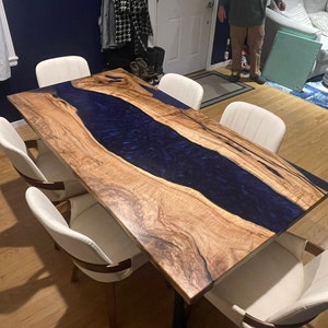 Custom Epoxy Resin Handmade Table, Live Edge Wood and Epoxy Table, Wood ...