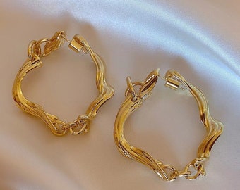 Irregular Gold Hoop Earrings - Etsy