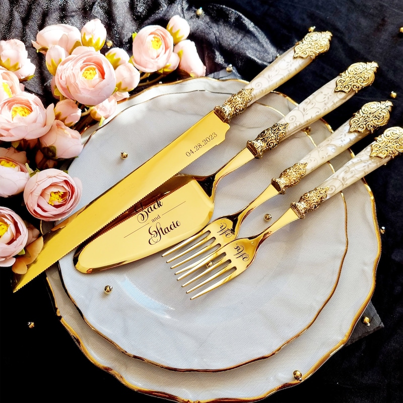 Gold Knife and Forks Set - Etsy