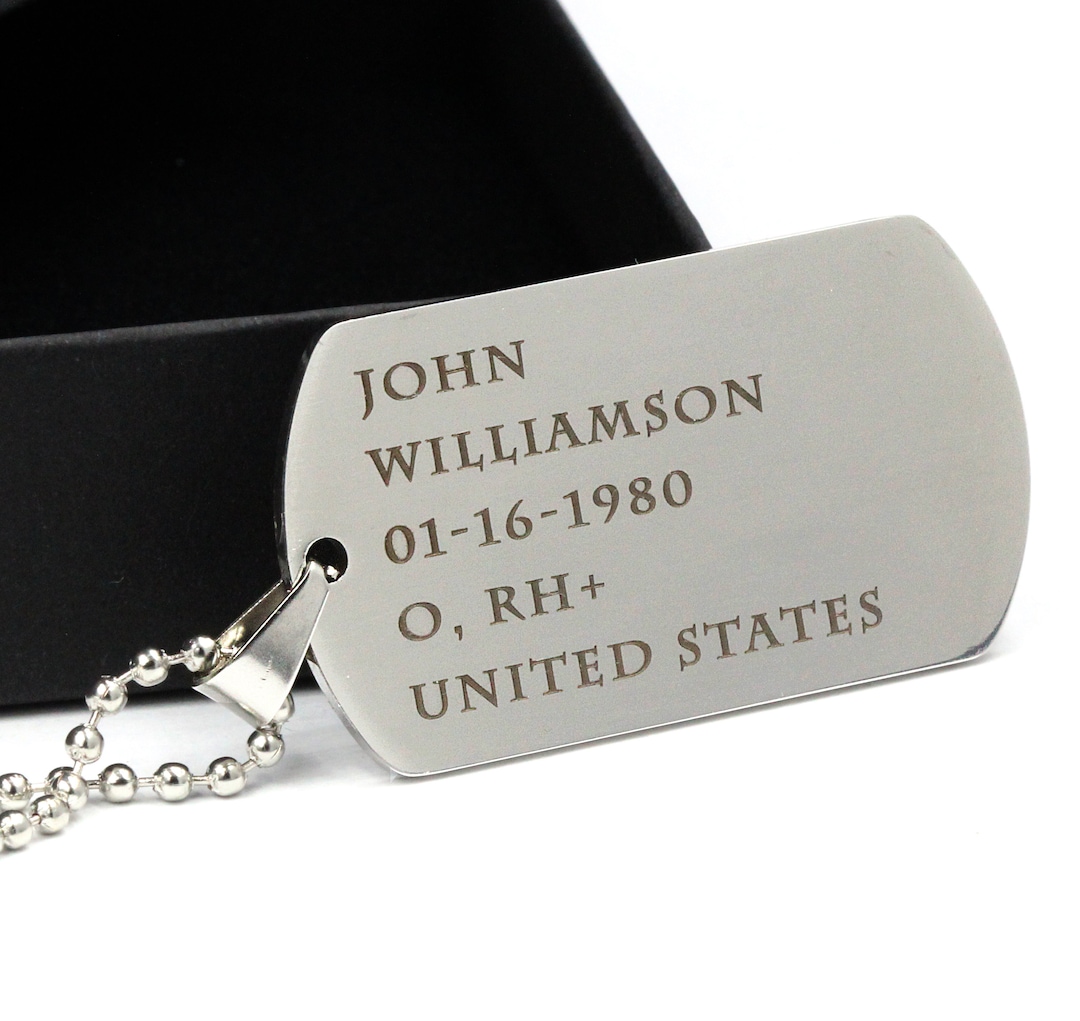 Personalized Military Dog Tag Necklace for Men - Custom Engraved Army ...