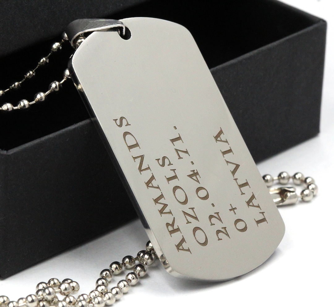 Mens Tactical ID Dog Tag Necklace Custom Engraved Stainless Steel ...