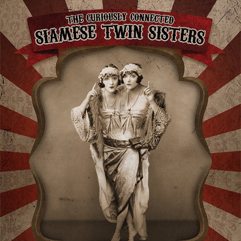 Freak Show Poster The Curiously Connected Siamese Twin Sisters Drawing And Illustration Digital