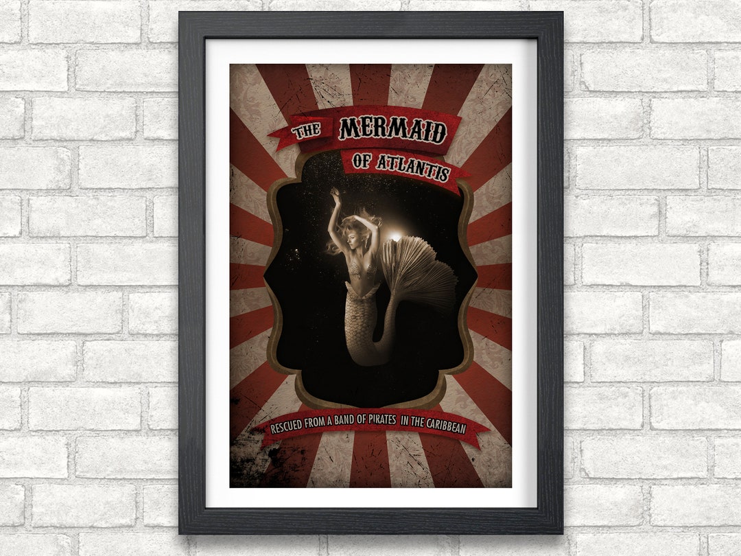 The Mermaid of Atlantis - Freak Show & Circus Poster - Etsy