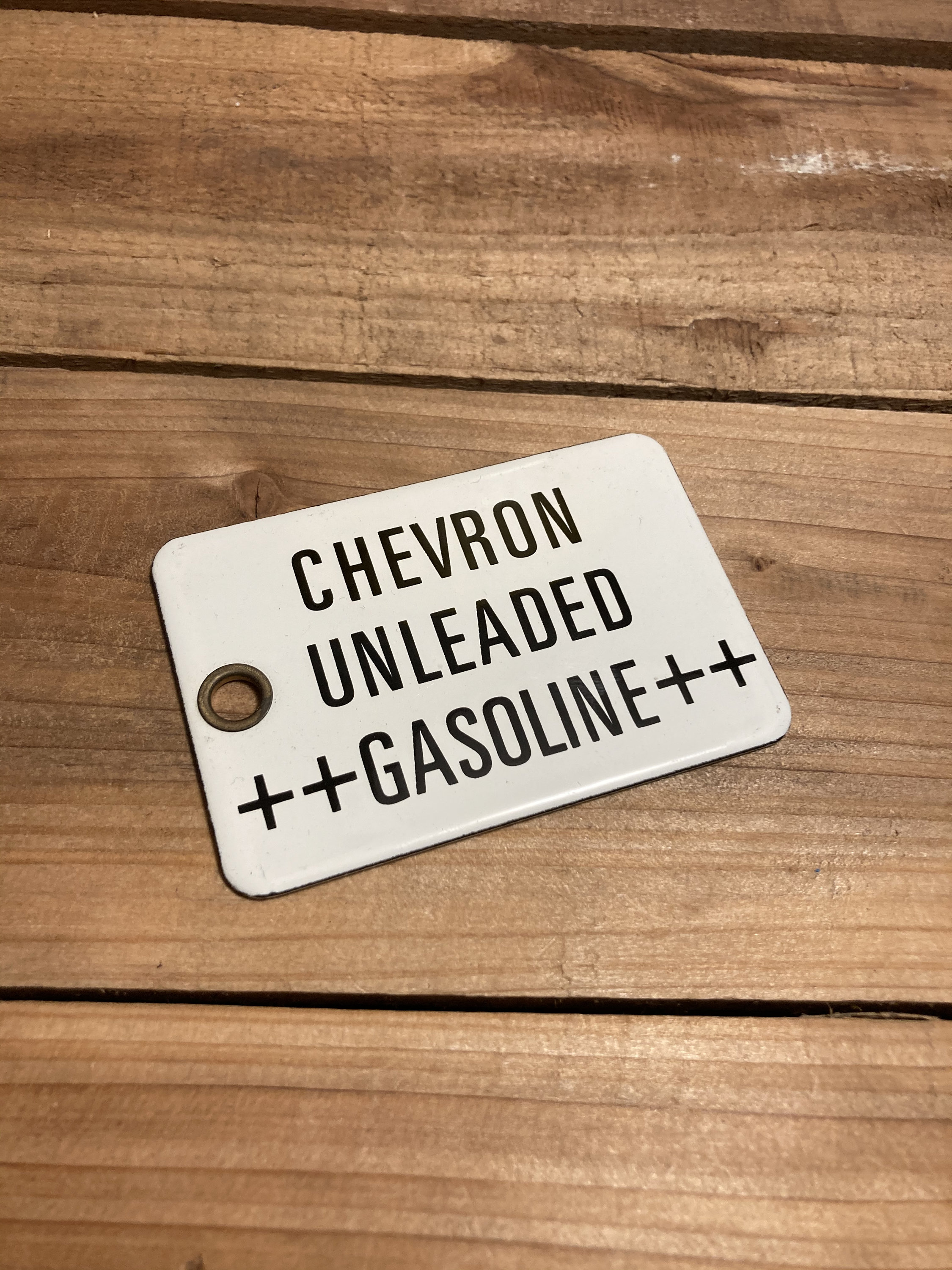 Vintage Porcelain Chevron Unleaded Gasoline Pump Tag | Etsy