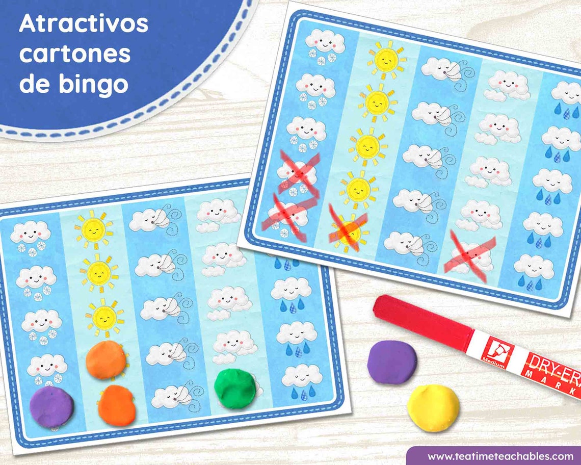 Weather Bingo | Weather Game in Spanish - With Craft | Educational Game ...