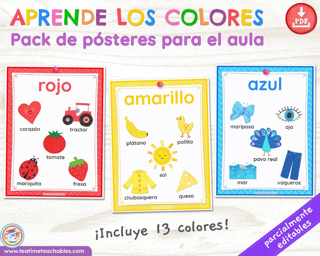 Learn Colors in Spanish Colors Posters in Spanish PDF Printable Posters ...