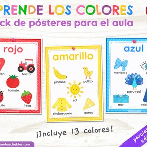 Learn Colors in Spanish Colors Posters in Spanish PDF Printable Posters ...