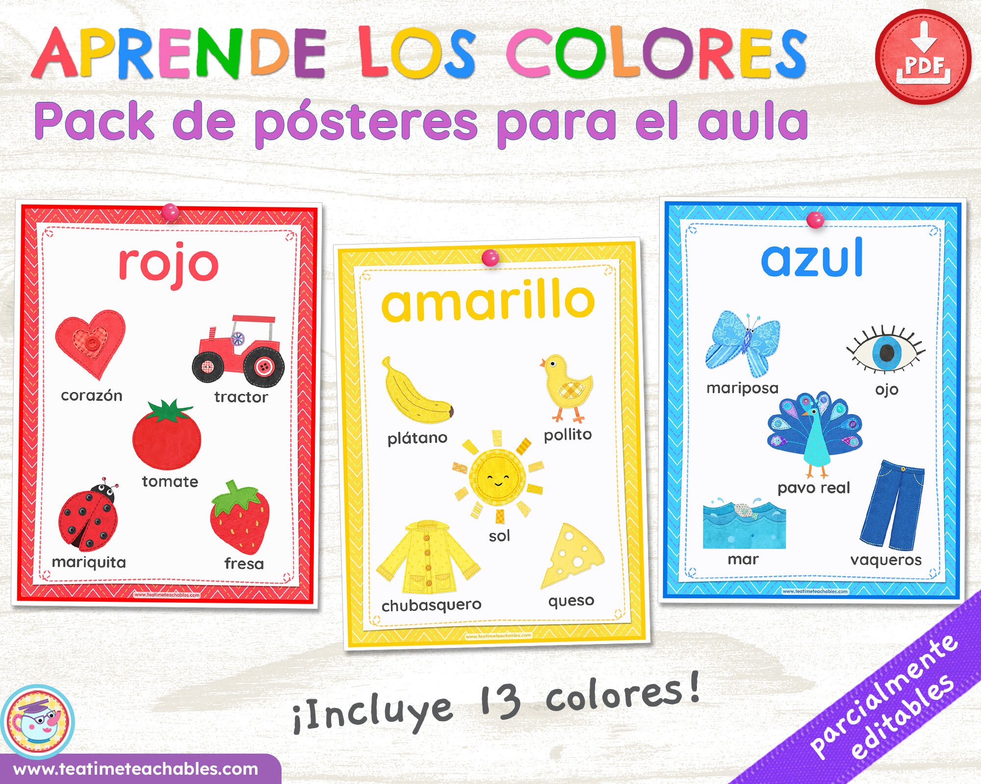 Learn Colors in Spanish Colors Posters in Spanish PDF Printable Posters ...