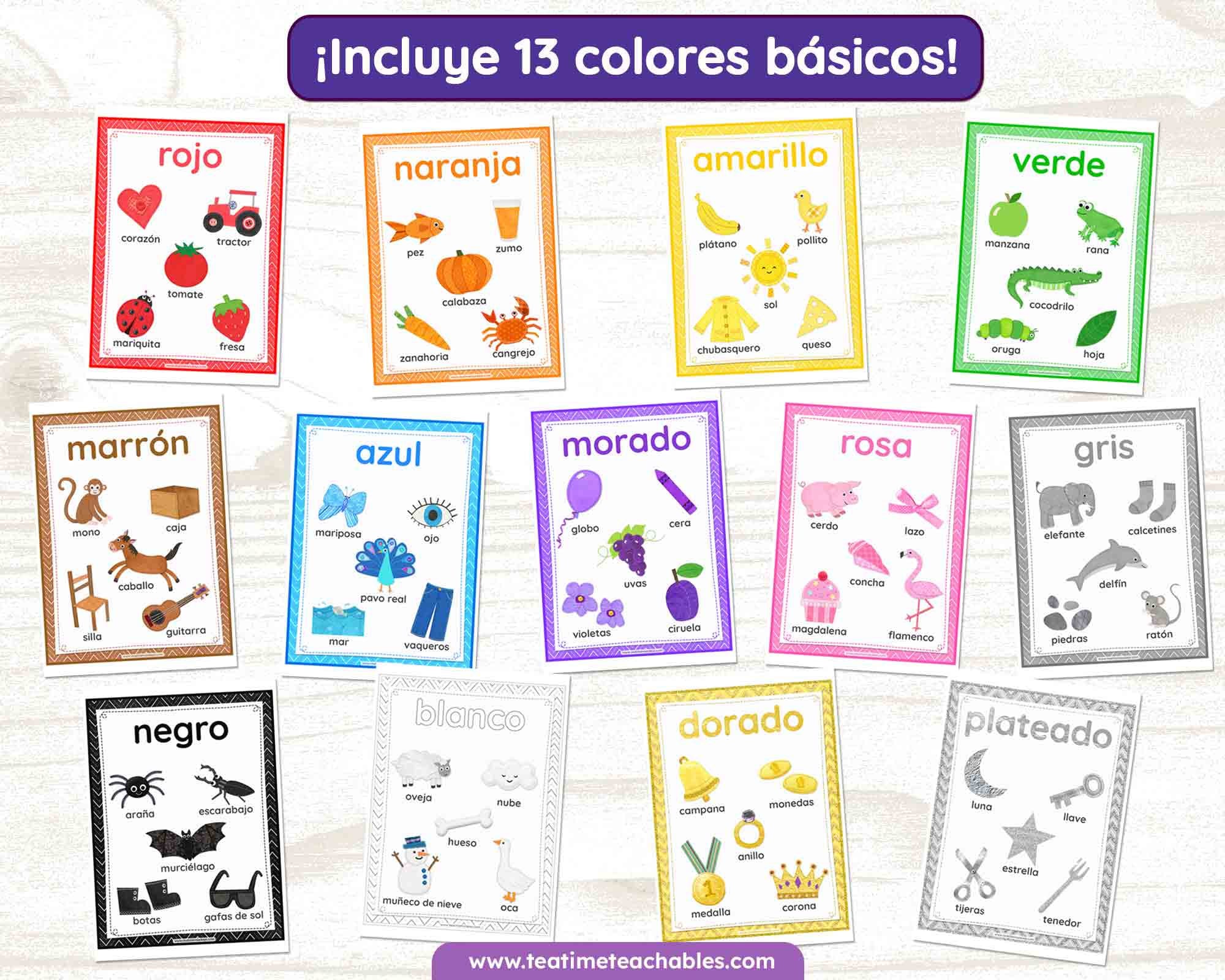 Learn Colors in Spanish Colors Posters in Spanish PDF Printable Posters ...