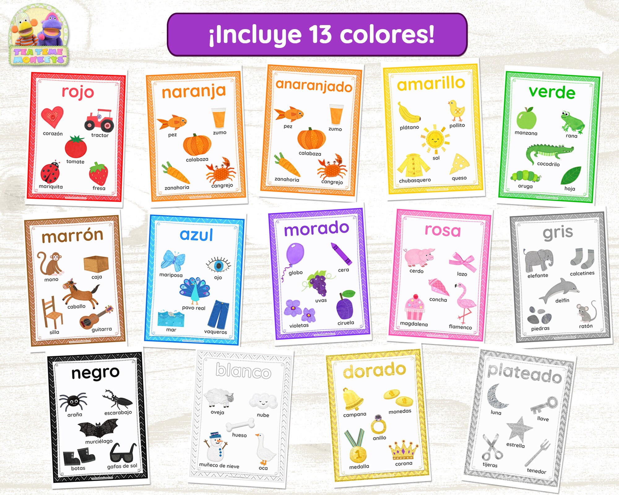 Learn Colors in Spanish Colors Posters in Spanish - Etsy