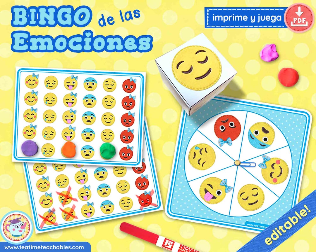 Emotions Bingo Game in SPANISH Juego Educativo con manualidad PDF ...