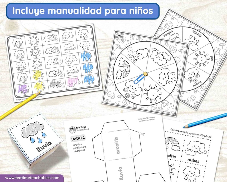 Weather Bingo | Weather Game in Spanish - With Craft | Educational Game ...