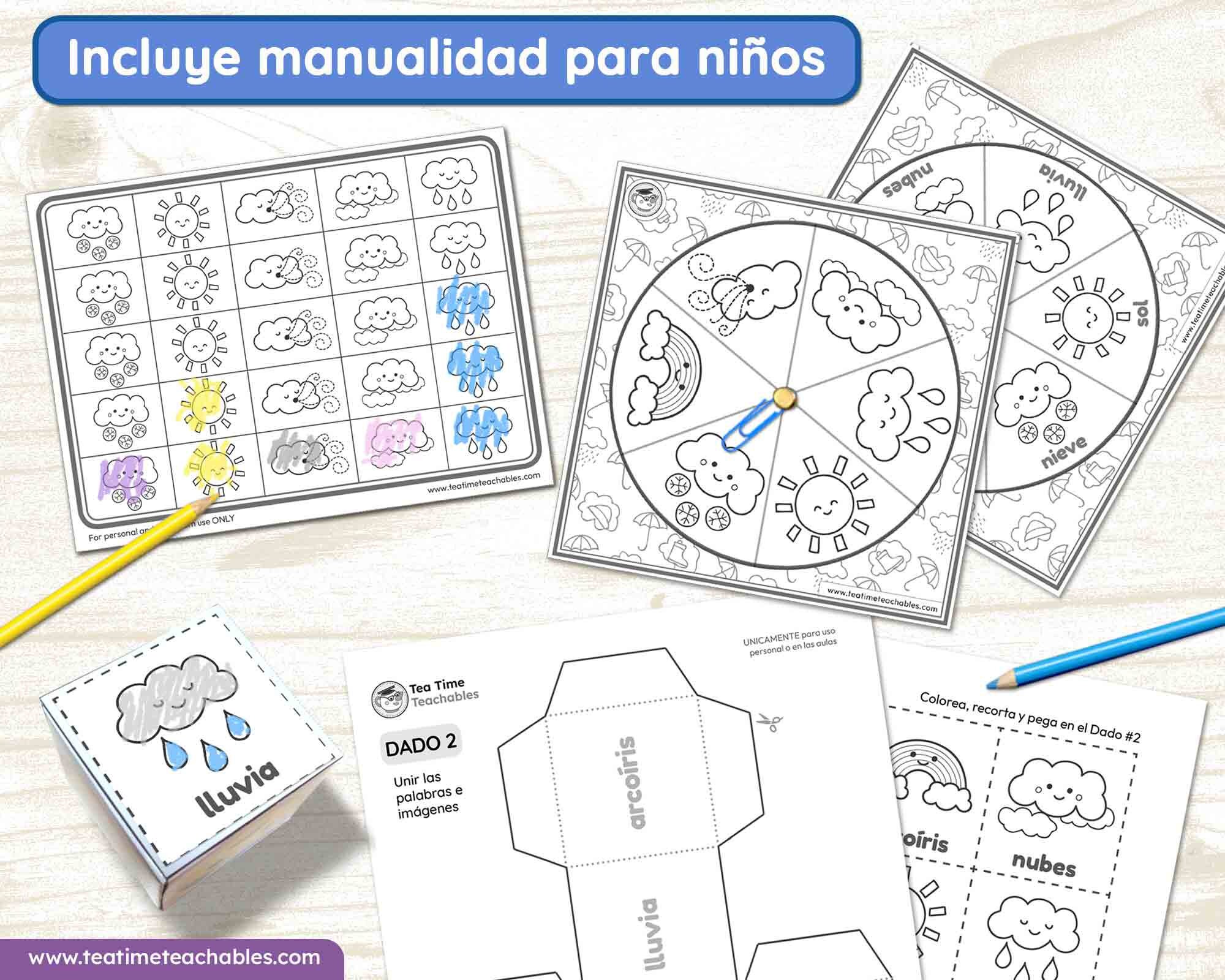Weather Bingo | Weather Game in Spanish - With Craft | Educational Game ...