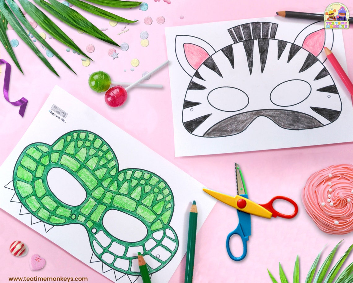 ANIMALES de la SELVA y SAFARI Diez Máscaras para Imprimir y Colorear ...