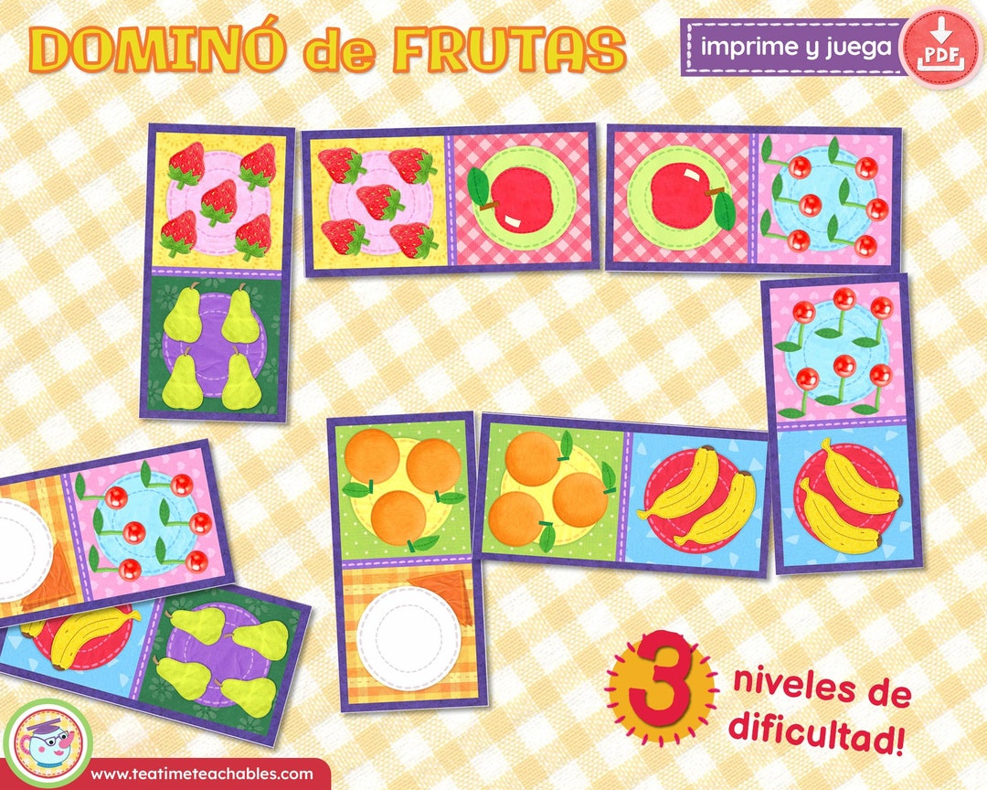 Printable Fruit Dominoes in SPANISH | Educational Game | PDF | Search ...