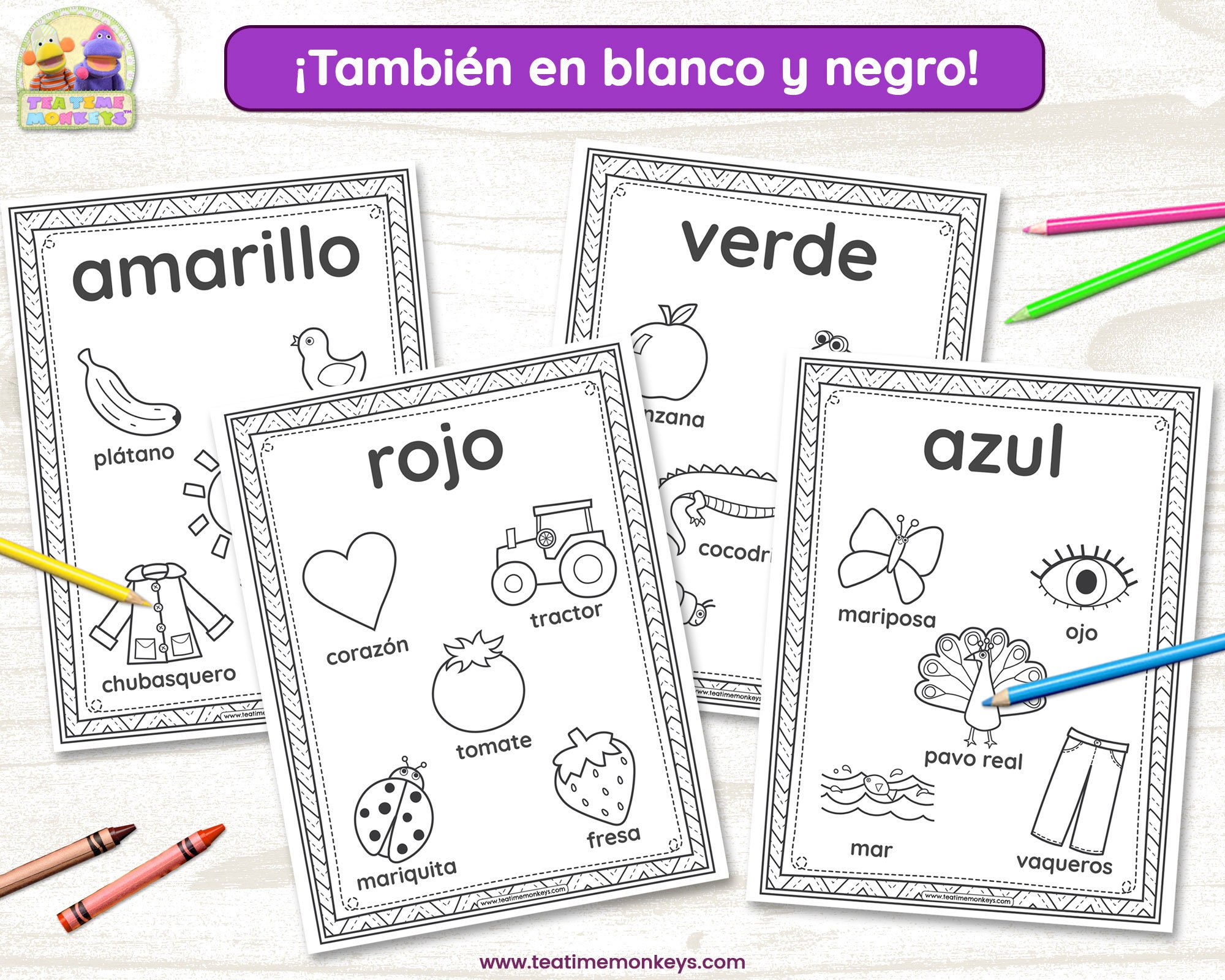 Learn Colors in Spanish Colors Posters in Spanish - Etsy
