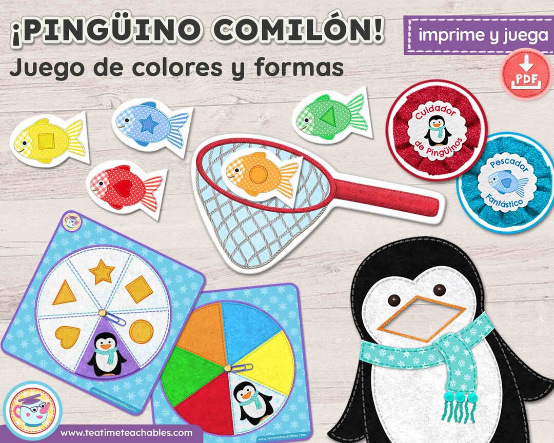 Penguin Game | Colors & Shapes Matching Game in Spanish | Educational ...