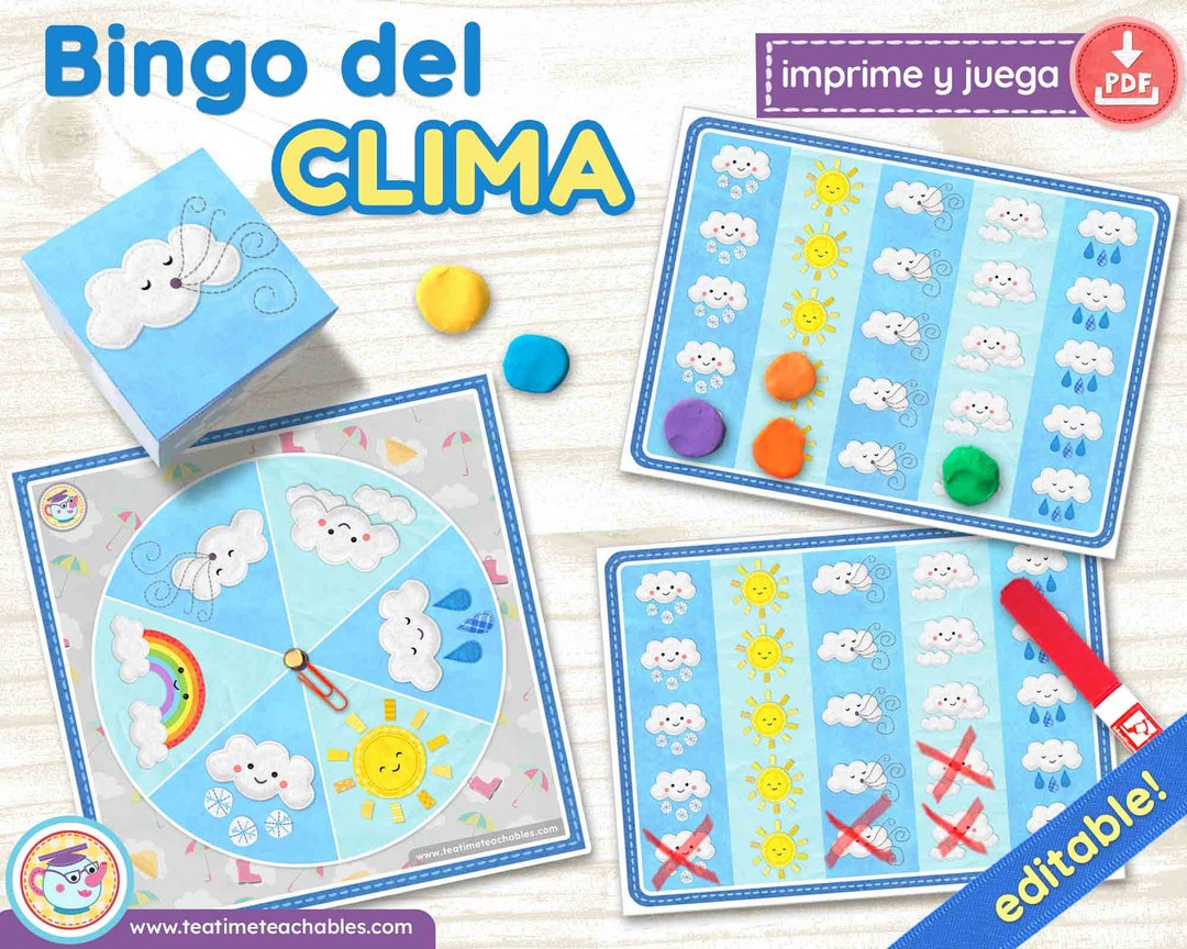 Weather Bingo Weather Game in Spanish With Craft Educational Game PDF ...