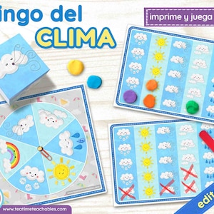 Weather Bingo | Weather Game in Spanish - With Craft | Educational Game ...