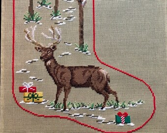 Vintage PREWORKED Needlepoint Christmas Stocking Canvas - Etsy