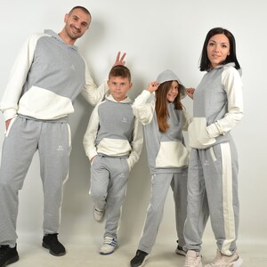 Dad and Son Matching Gray and White Tracksuits, Man and Boy Matching ...
